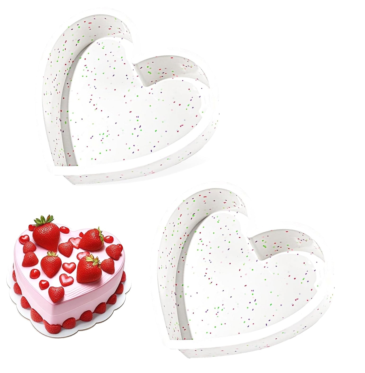 Highcool 2P Heart Shaped Cake Pans, 10 Inch Nonstick Cake Pan, Heart ...