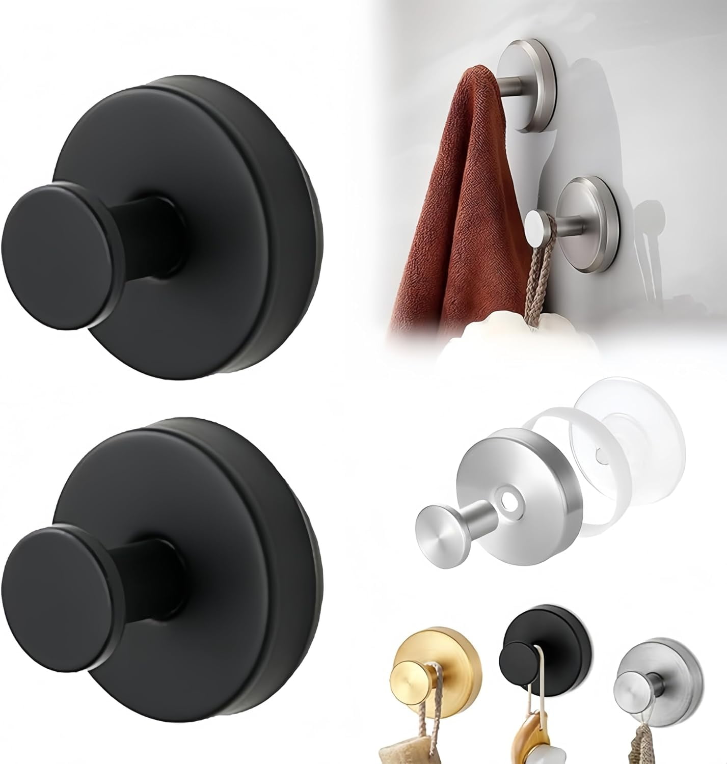 Highcool 2PCS Shower Towel Hook, Shower Hooks For Inside Shower Suction ...