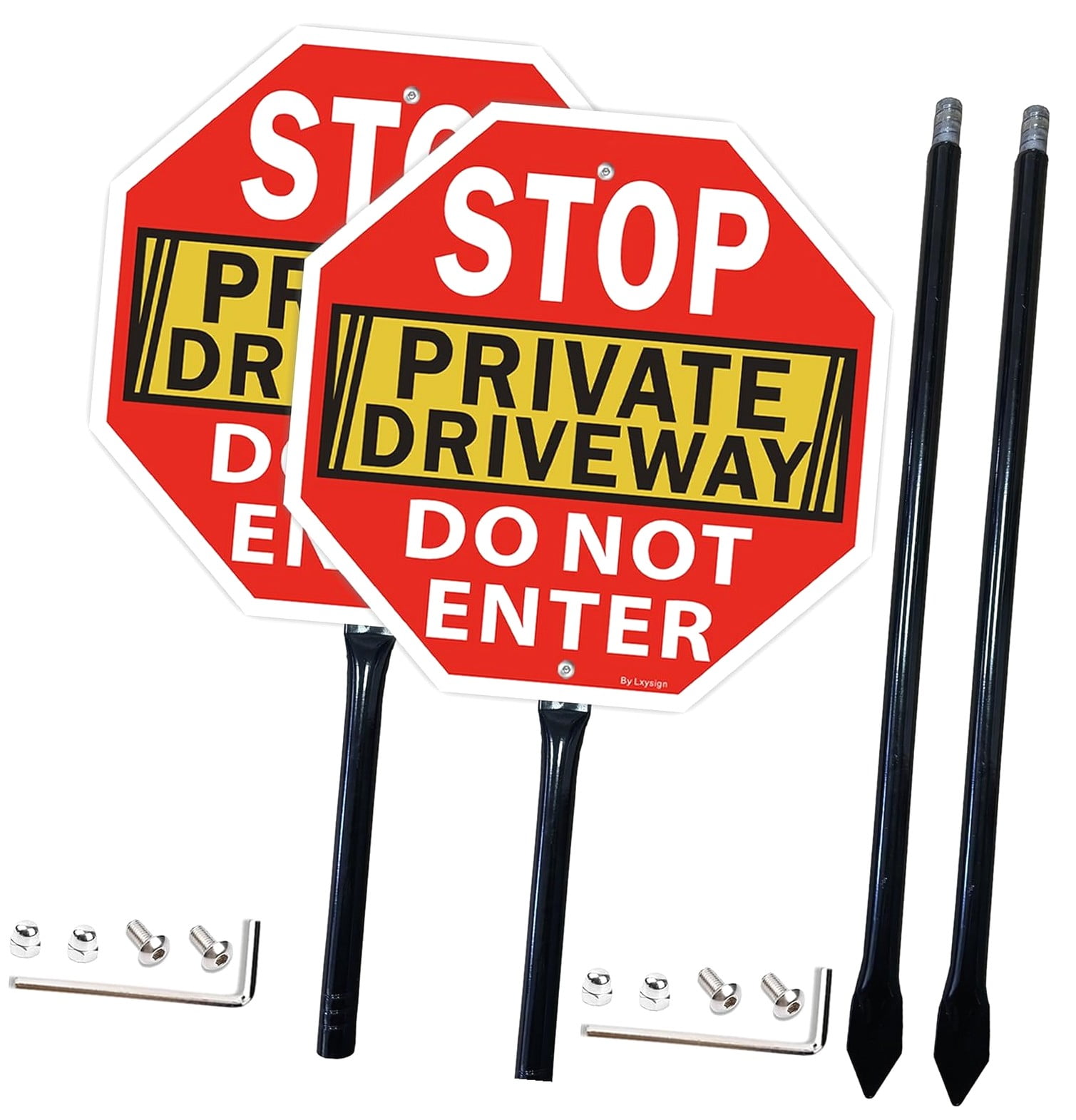Highcool 2Pack Stop Sign, Private Driveway Do Not Enter Sign with Stake ...