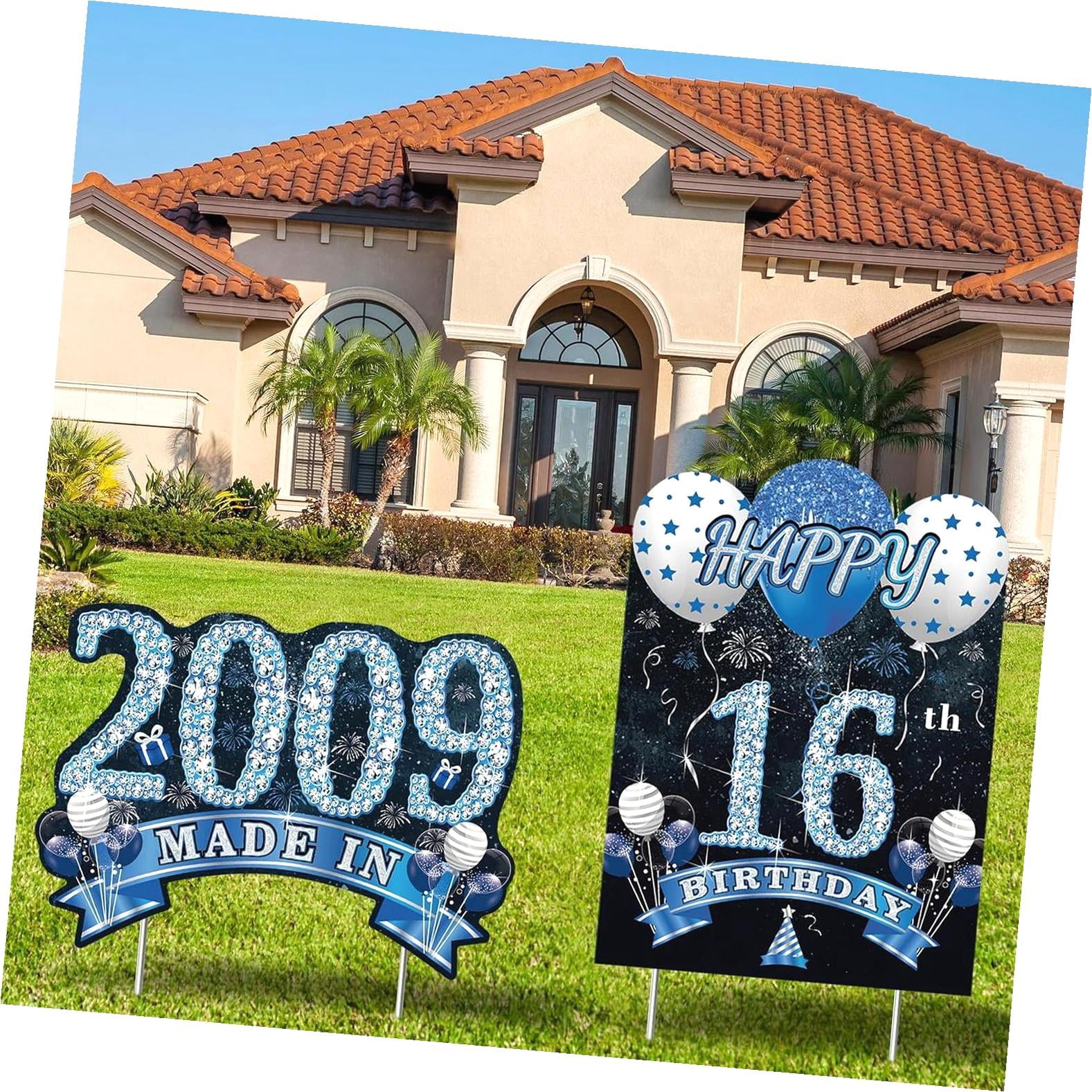 Highcool 2Pcs Birthday Yard Signs, 16th Birthday Decorations for Boys ...