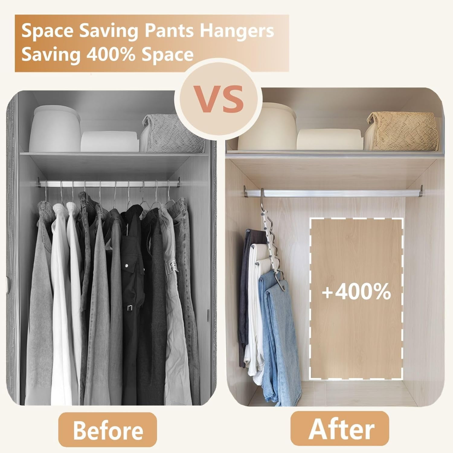 Highcool 2packs Pants Hangers Space Saving Metal Closet Organizer ...