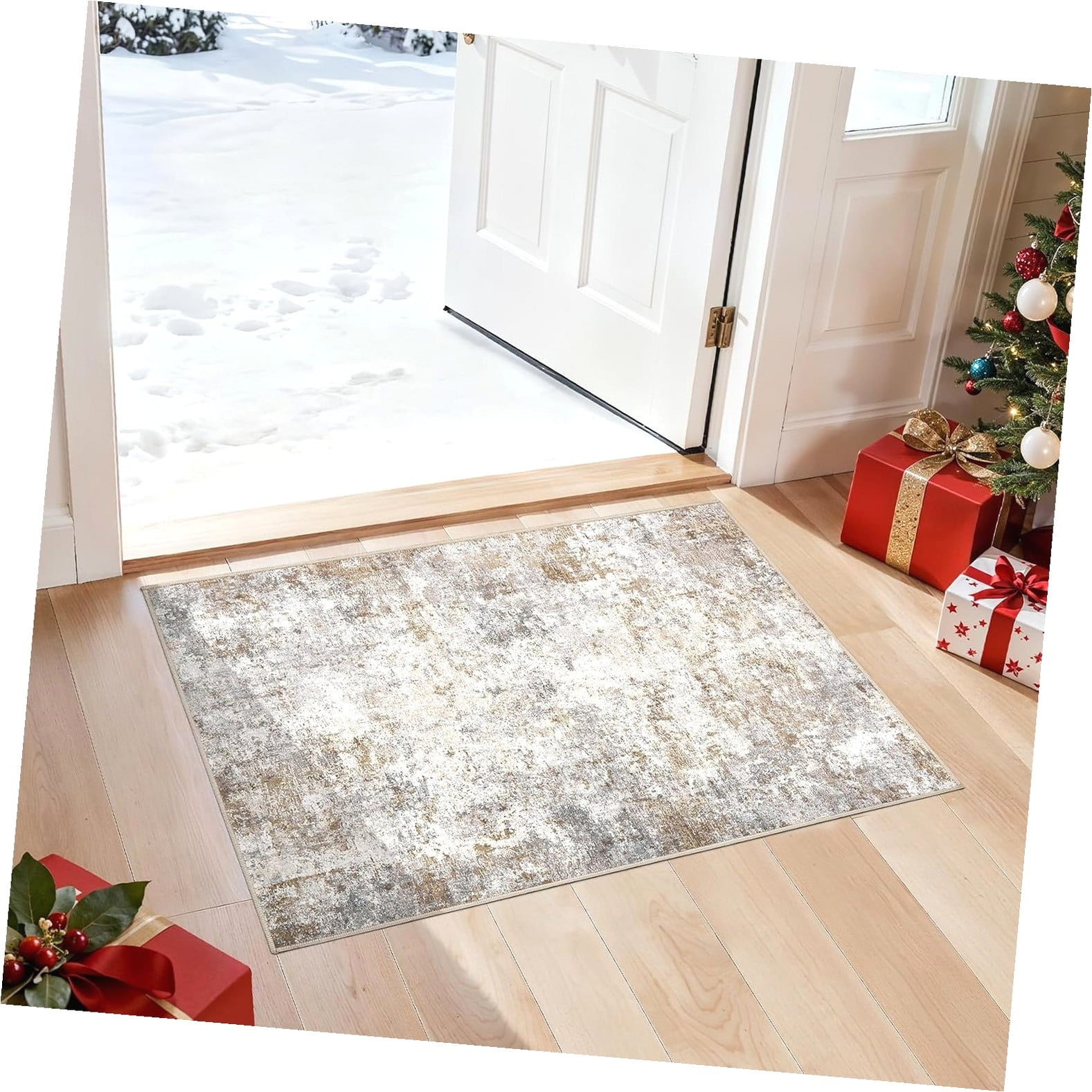 Highcool 2x3 Entryway Area Rug: Washable Neutral Small Rug Low Pile ...