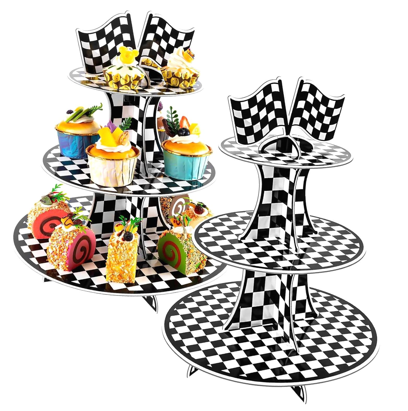 Highcool 3-Layer Car Cupcake Holder Cardboard, 2 Pieces Car-Themed ...