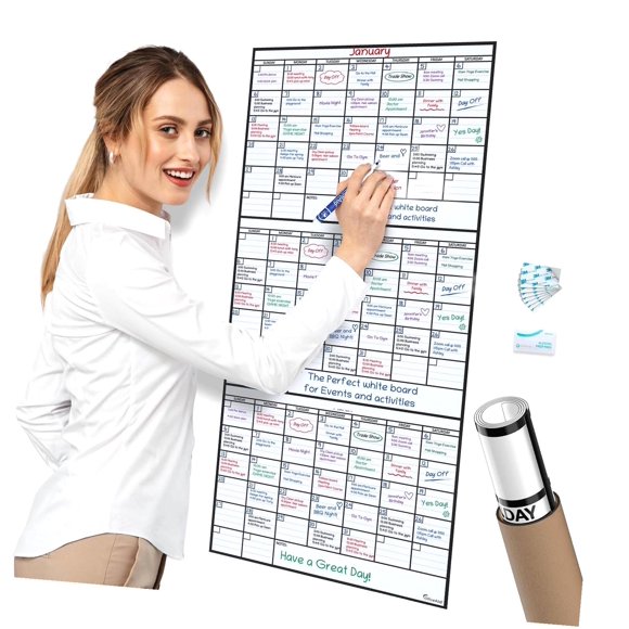 Dry Erase 3 Month Calendar Wall
