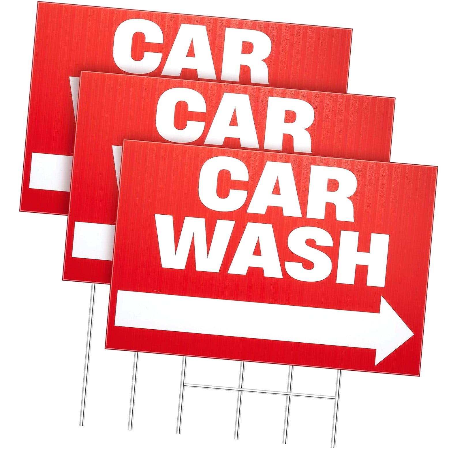 Highcool 3 Pack Car Wash Fundraiser Yard Sign 16" 24" Double Sided Yard ...