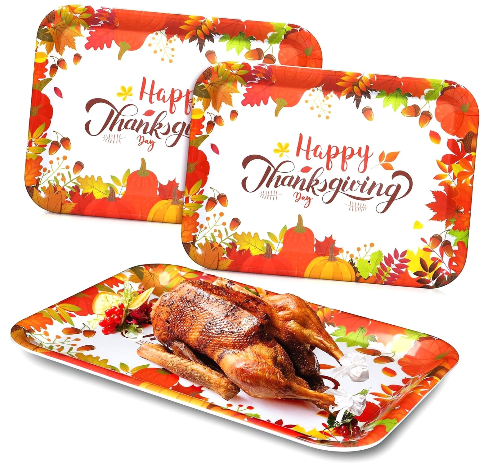 Highcool 3 Pack Fall Autumn Thanksgiving Party Plates Plastic Dinner ...