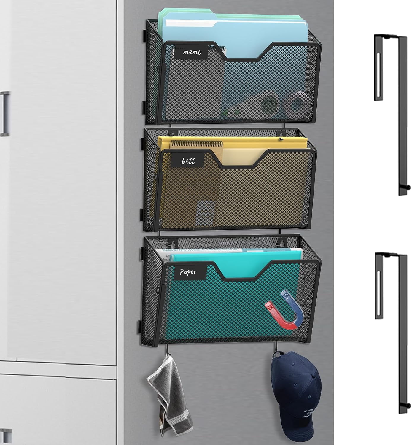 Highcool 3 Pack File Holder Wall File Organizer with Label Panel and 2 ...