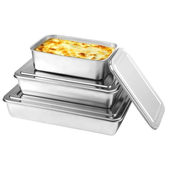 Highcool 3 Pcs Steel Cake Pan with Lid, 13/11/9 Inch Cake Pans Sets for ...