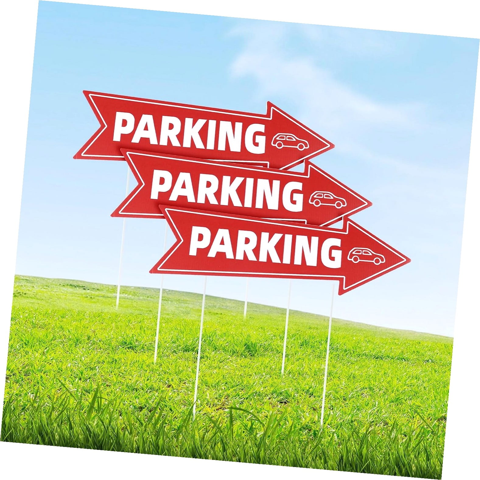 Highcool 3-Piece Directional Parking Sign with Stake, 16x5 Inch Event ...
