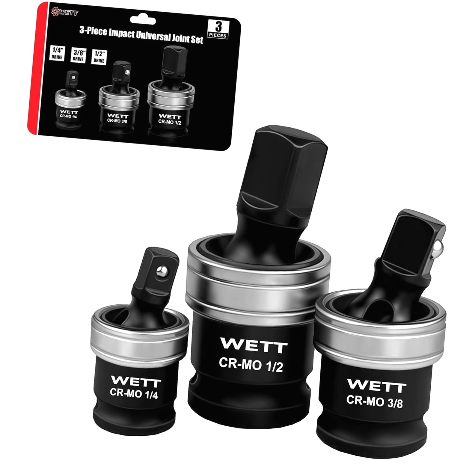 Highcool 3-Piece Impact Joint Set, 1/2", 3/8" and 1/4" Drive Adapter ...