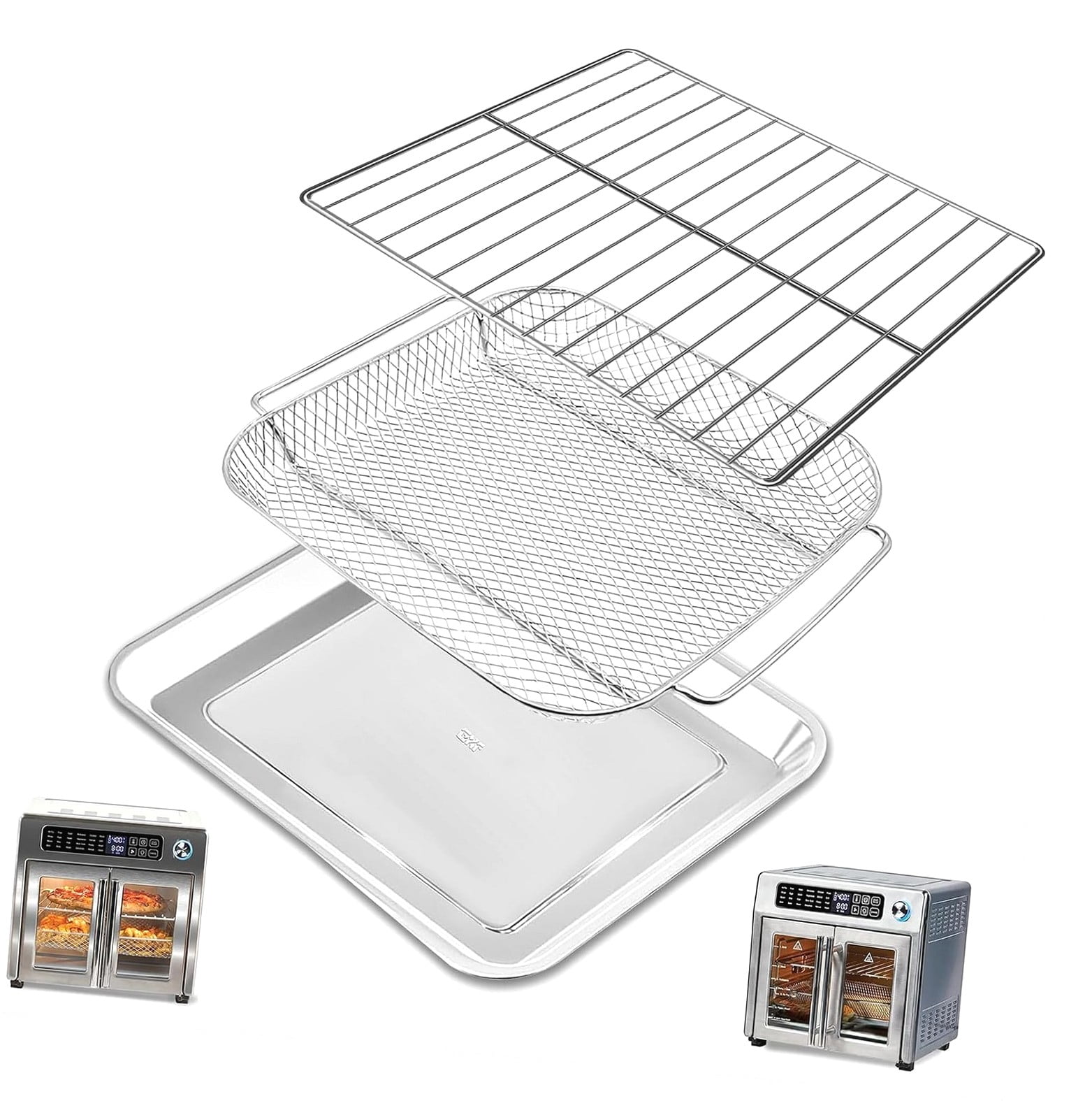 Highcool 3 Piece Sets Bakeware Basket Fry Rack for 26 QT Convection ...