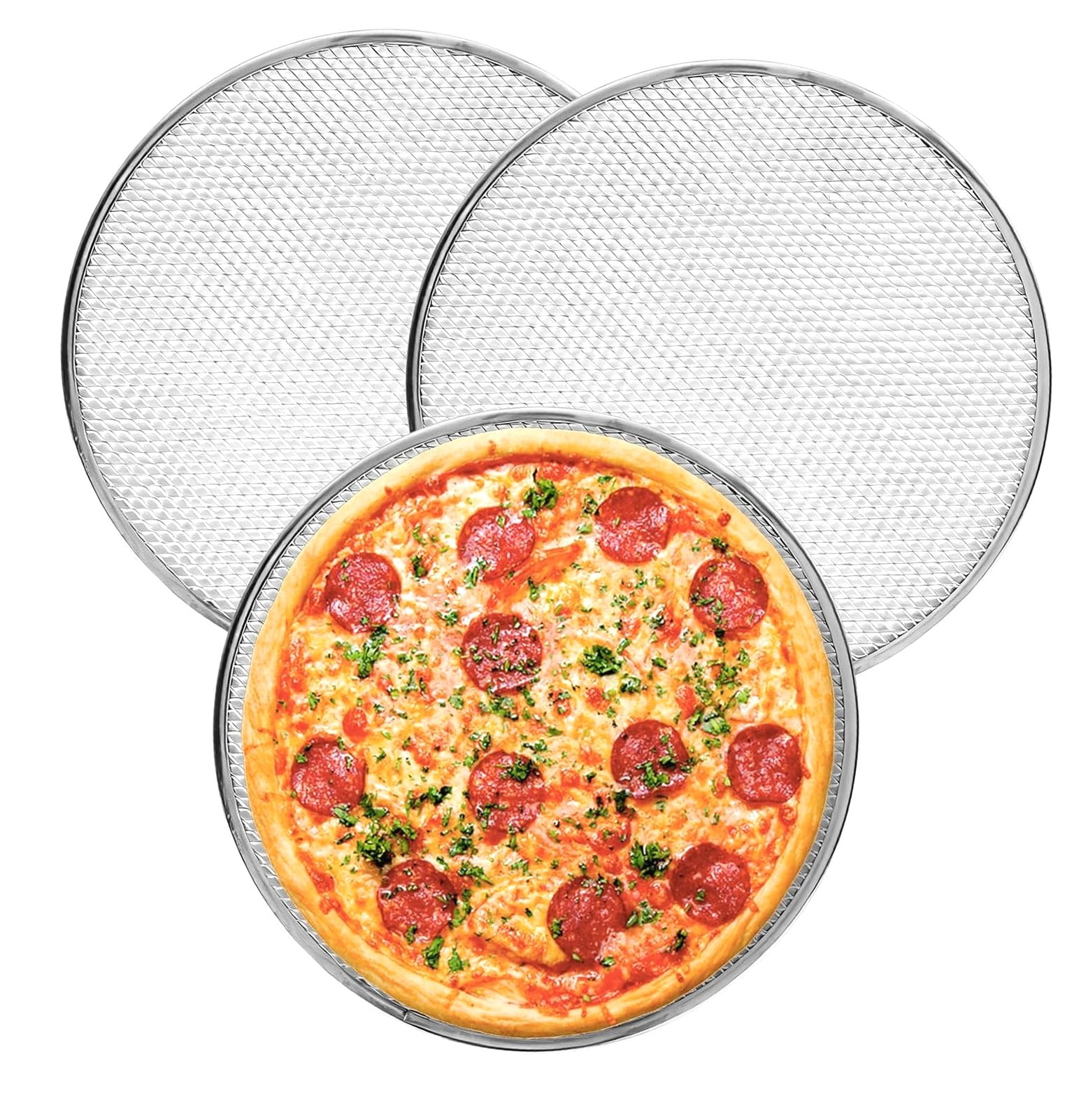Highcool 3 Pieces 12 Inch Pizza Pan, Pizza Screen, Pizza Pan For Oven ...