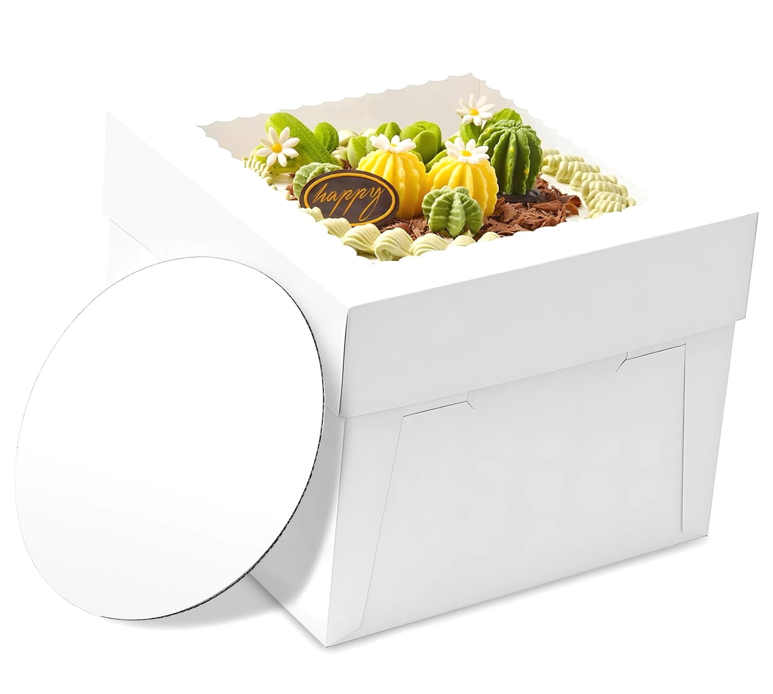 Highcool 3 Pieces Cake Boxes, 10x10x8 Inch Cake Box With Viewing Window ...
