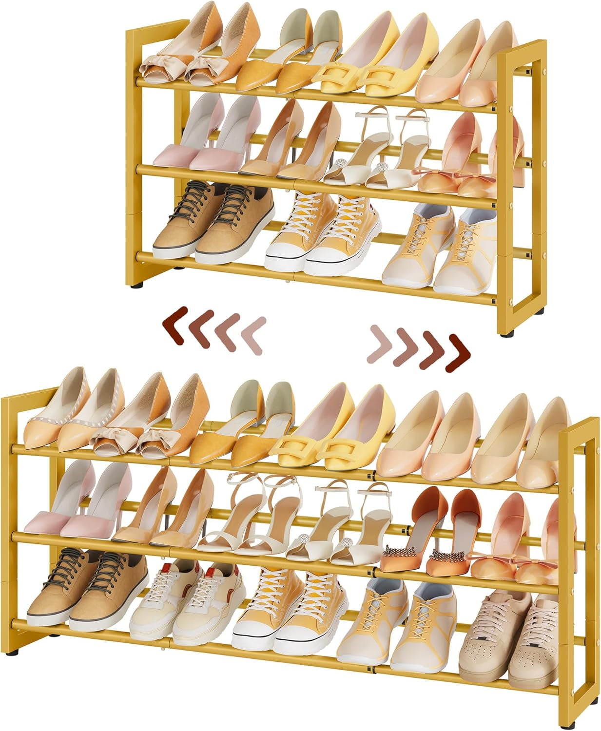 Highcool 3-Tier Expandable Shoe Ra, Adjustable Shoe Shelf Storage ...
