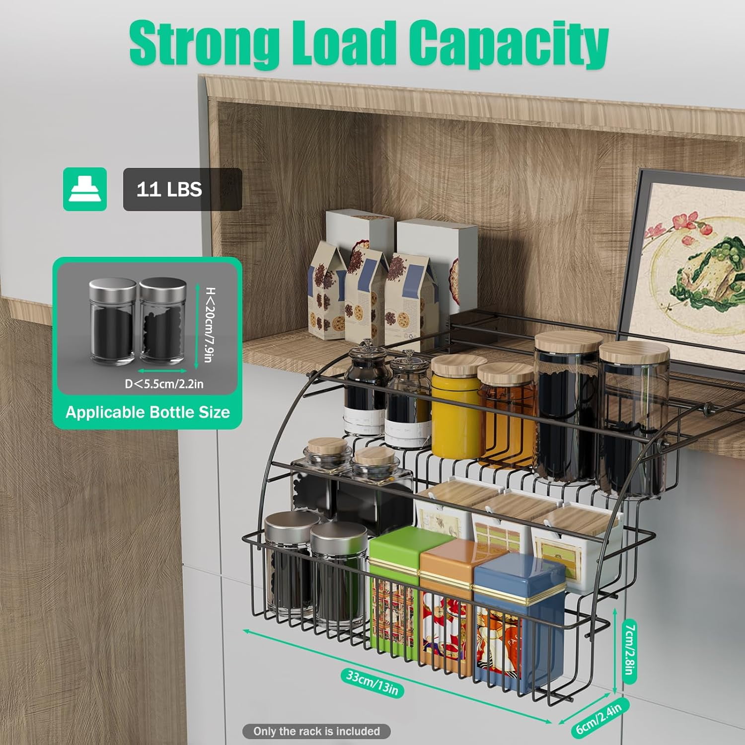 Highcool 3-Tier Pull Down Spice Rack, Step Storage Holder Cabinet Holds ...