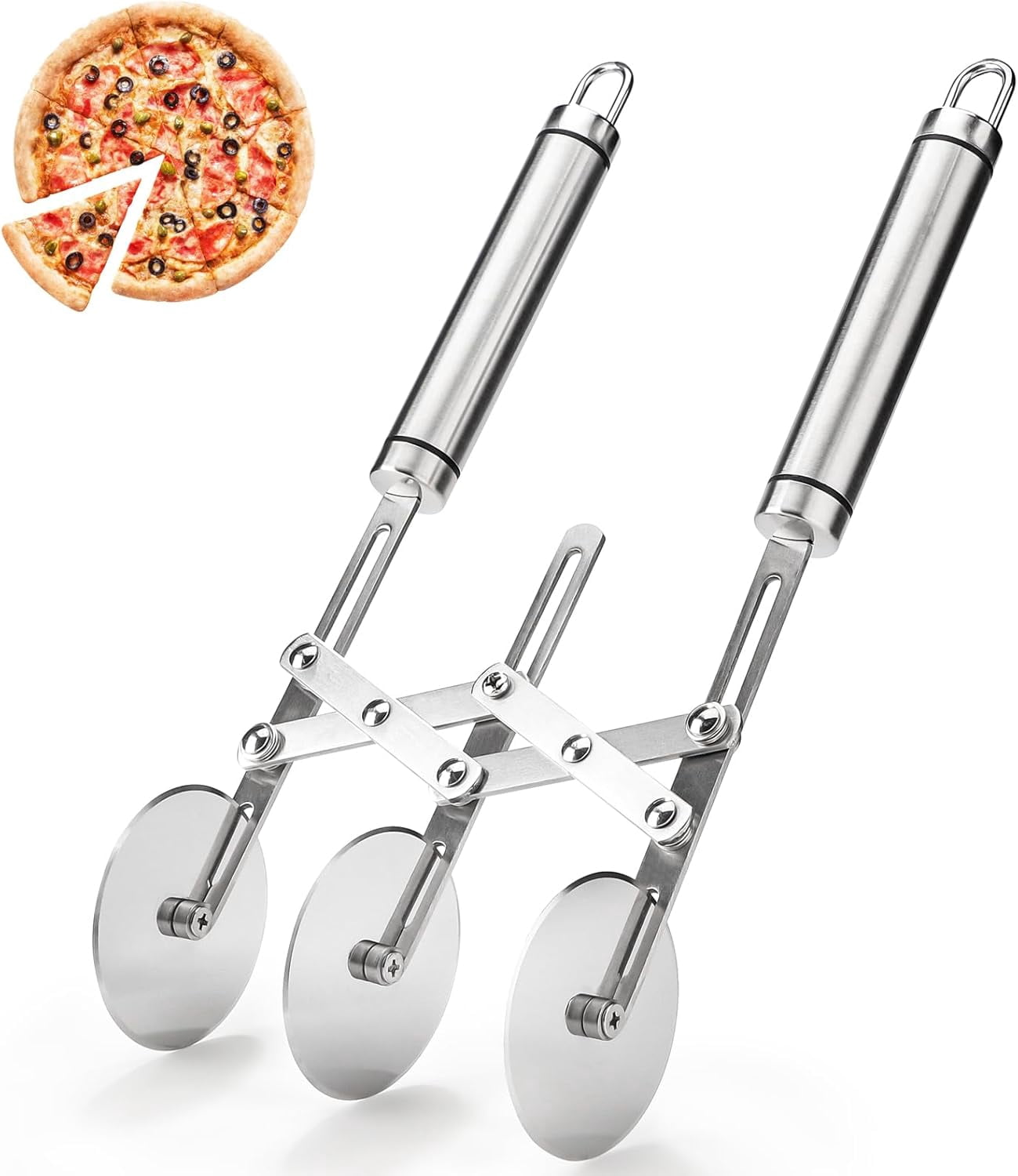 Highcool 3 Wheel Pastry Cutter,Stainl Steel Piz Sler, Expandable Piz ...