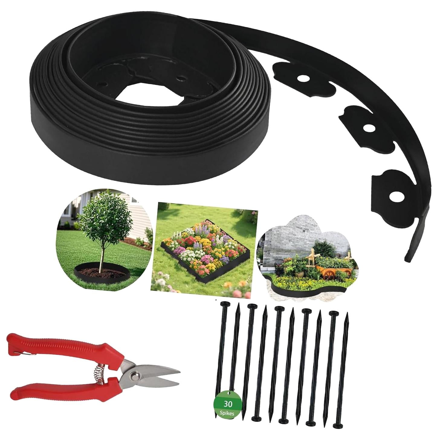 Highcool 30 FT Landscape Edging, 2 Inches Tall, Includes 30-Pack Spiral ...
