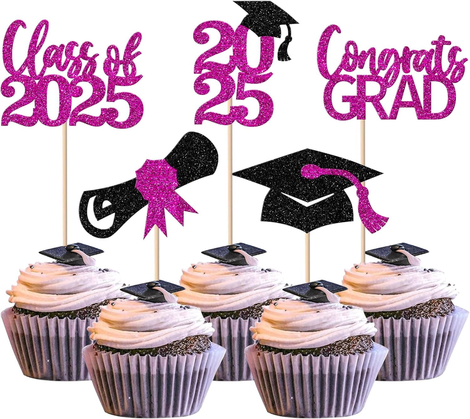 Highcool 30 Pa 2025 Grad Cupcake Tors Glitter Class of 2025 Cupcake Ps ...