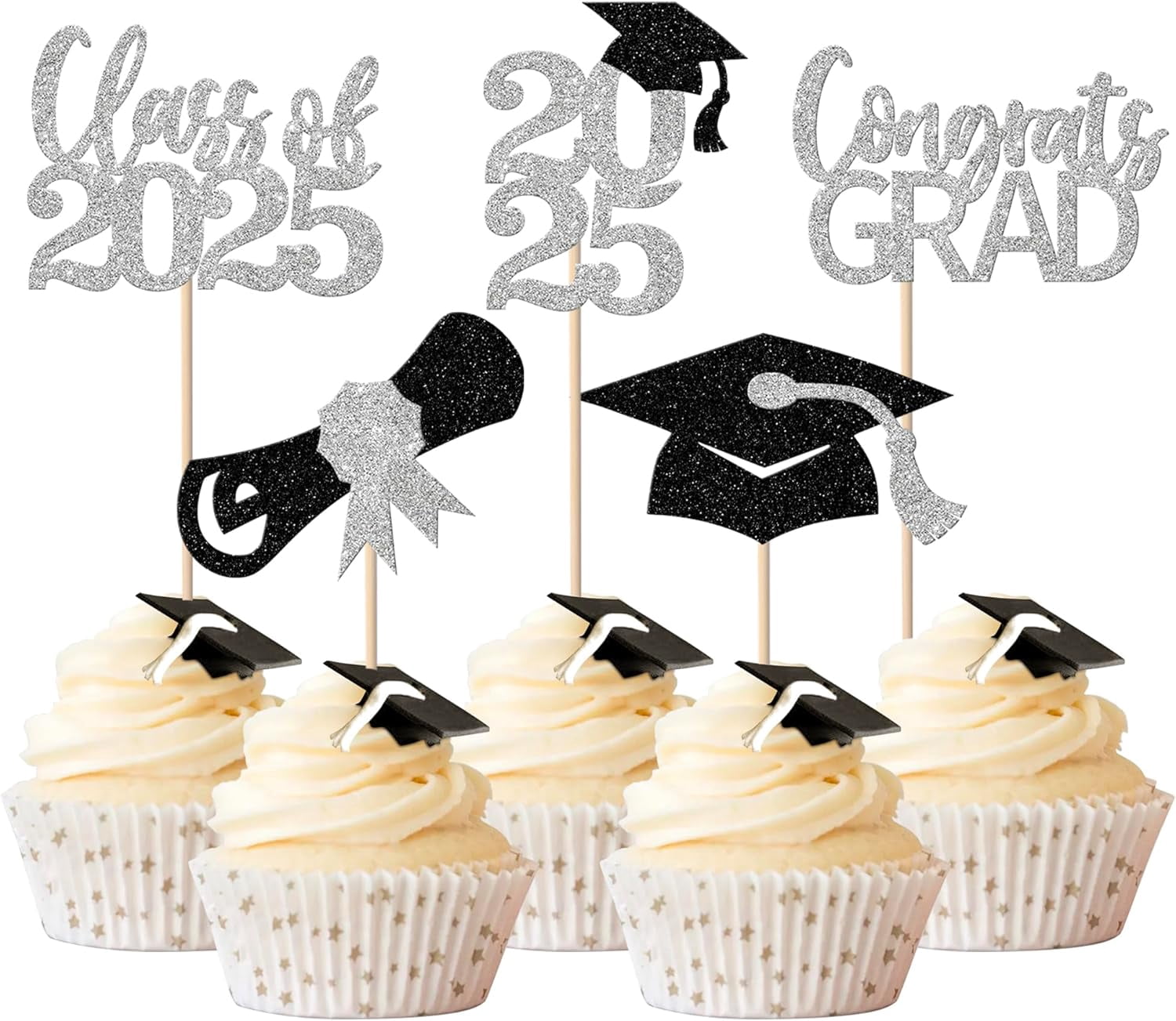 Highcool 30 Pa 2025 Grad Cupcake Tors Glitter Class of 2025 Cupcake Ps ...