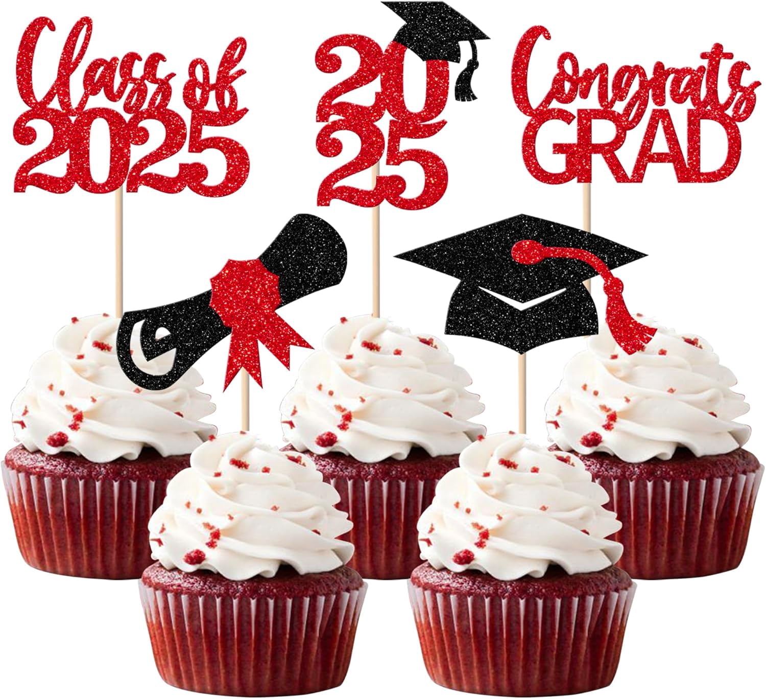 Highcool 30 Pa 2025 Grad Cupcake Tors Glitter Class of 2025 Cupcake Ps ...