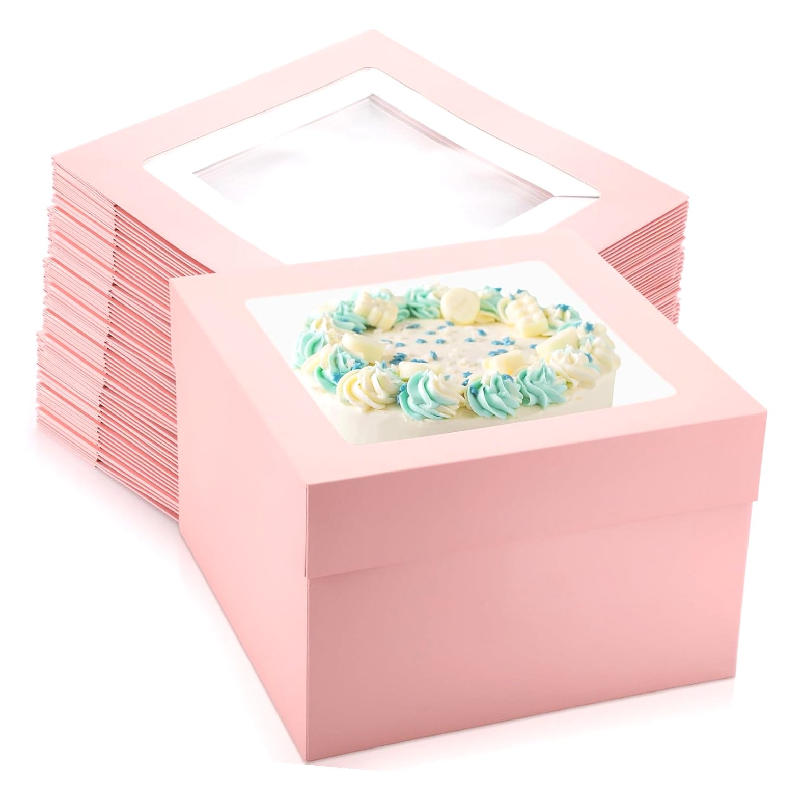 Highcool 30 Pcs 12 12 8 Inches Cake Boxes with Window Tall Bakery Boxes for Tier Cakes Pastry ...
