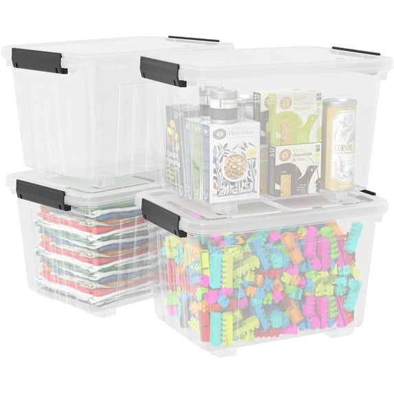 Highcool 30 Quart Clear Storage Bin with Lid, Clear Storage Container ...