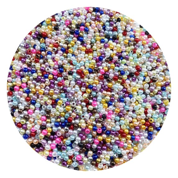 Highcool 3000pcs 3mm Beads with Hole Round Loose Lustrous Craft Beads ...