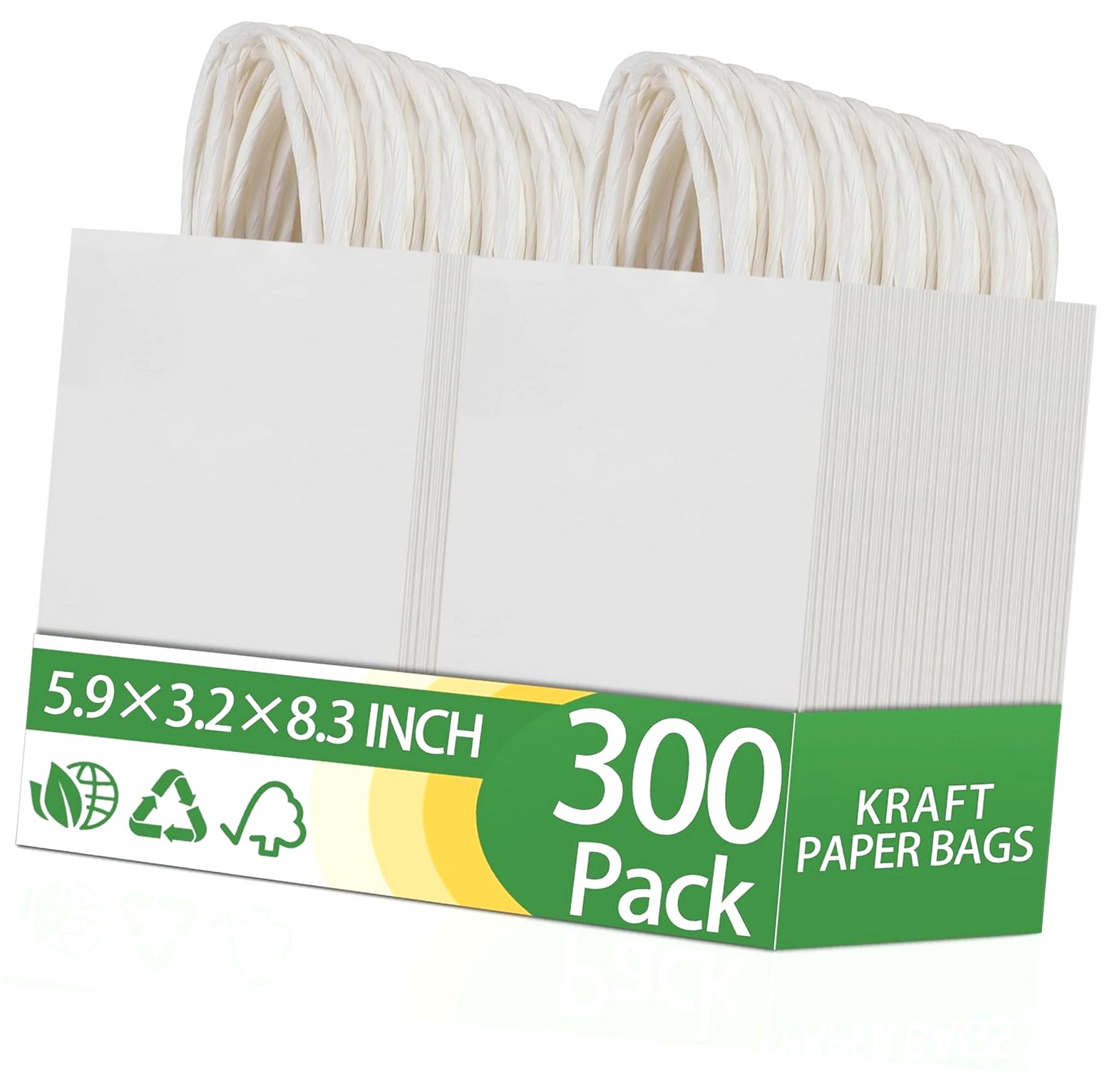 Highcool 300Pcs 5.9x3.2x8.3 Inch Small Brown Paper Bags with Handles ...