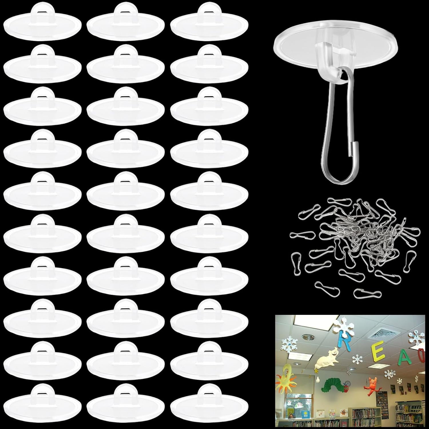 Highcool 30Pcs Adhesive Ceiling Hooks for Hanging 2cm Drop Ceiling ...