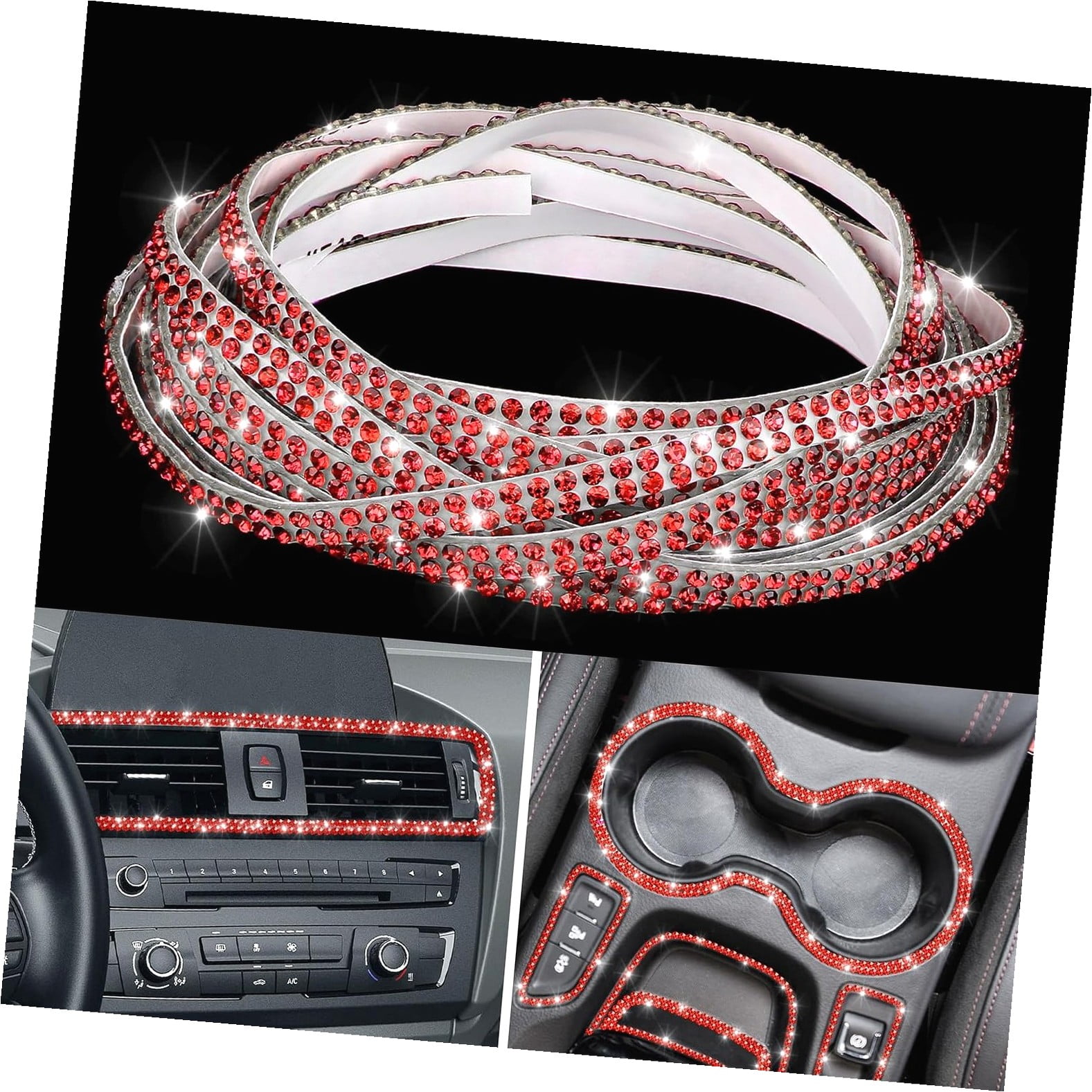Highcool 32.8Ft Bling Car Glitter Rhinestone Car Interior Exterior Line ...