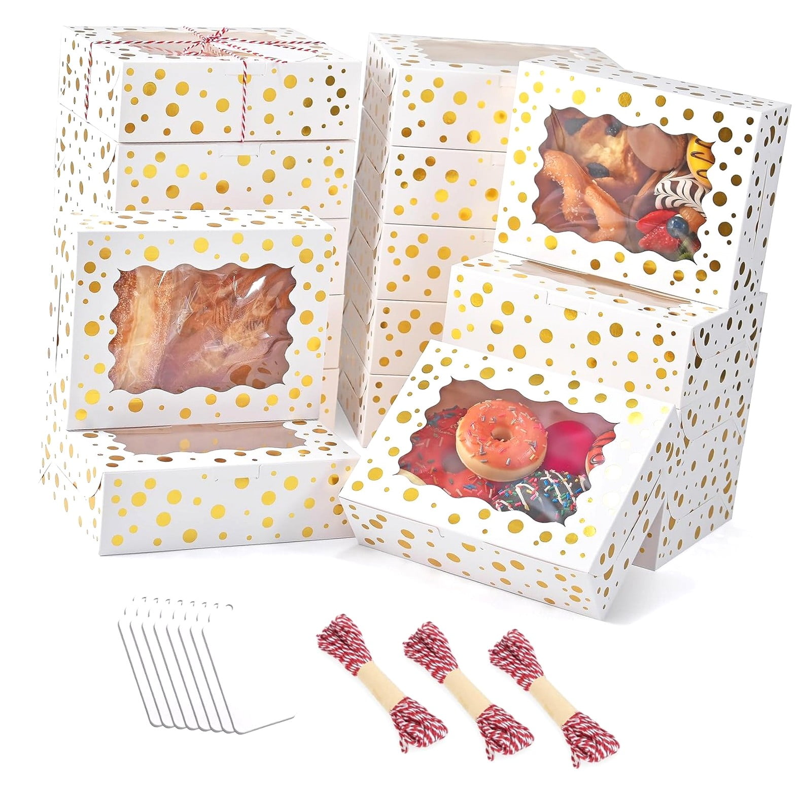 Highcool 32-Piece 8x6x2.5 inch White Christmas Cookie Boxes with Window ...
