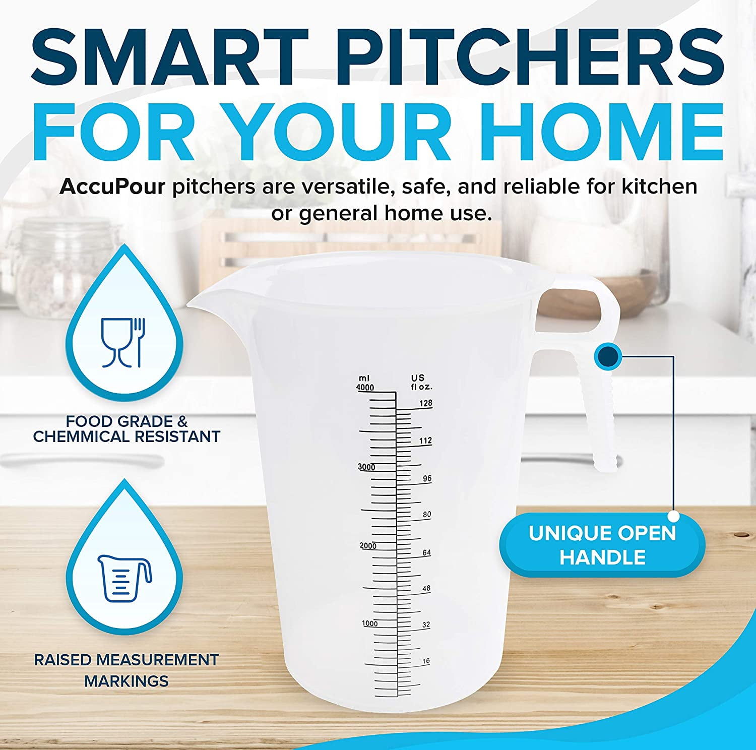 Highcool 32oz (1 Quart) Measuring Jug, Plastic, Versatile Use - for ...