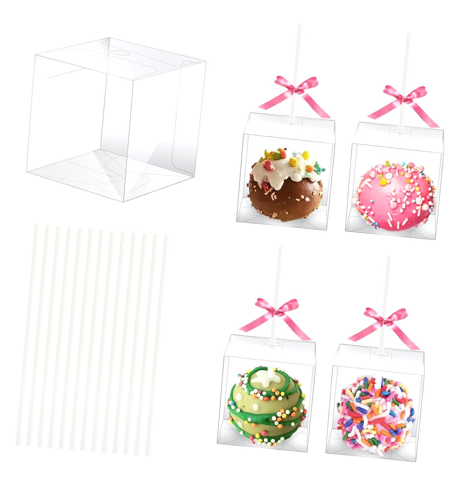 Highcool 35-Piece Cake Box Set with Paper Sticks Kit: Container with ...