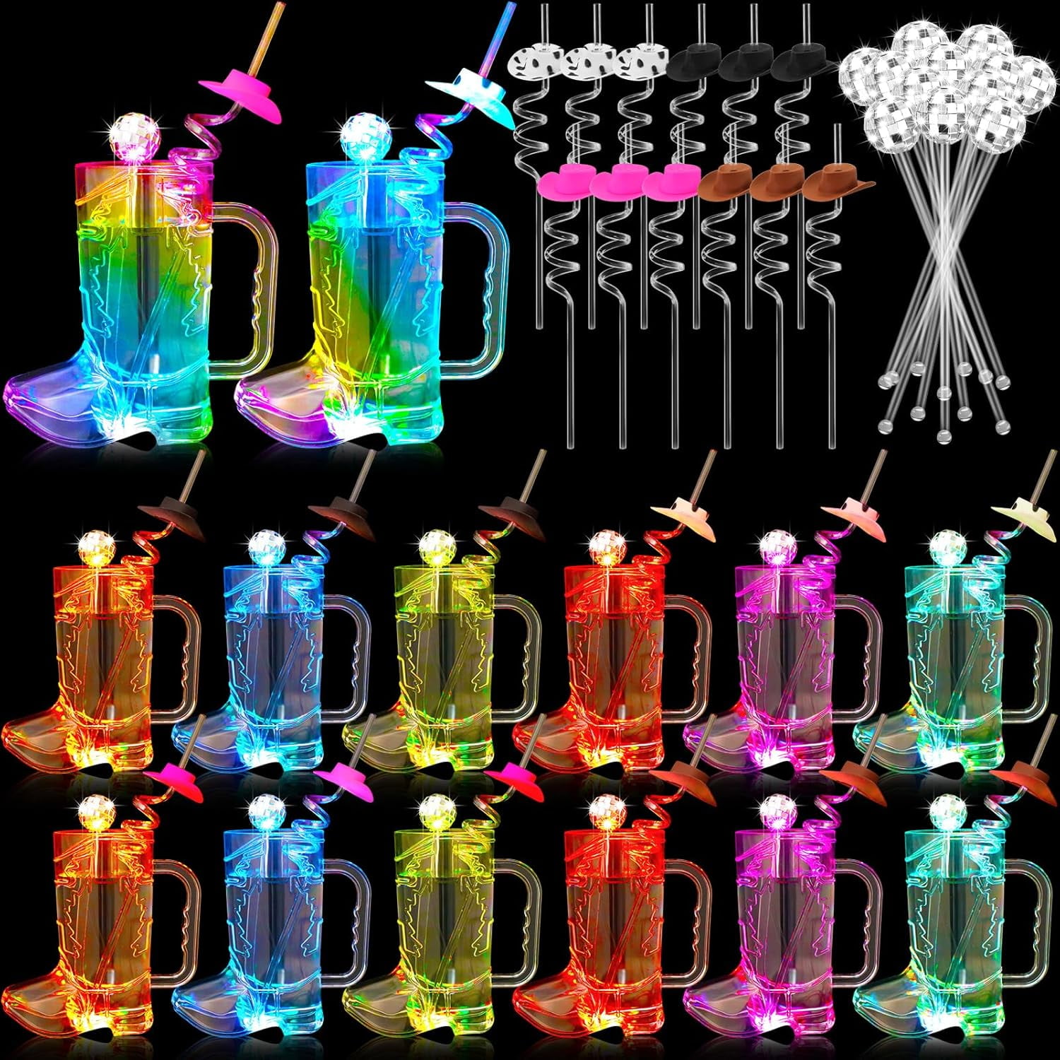 Highcool 36 Sets LED Boot Mug Cups 17 oz including 12 Fling Drink Mugs ...