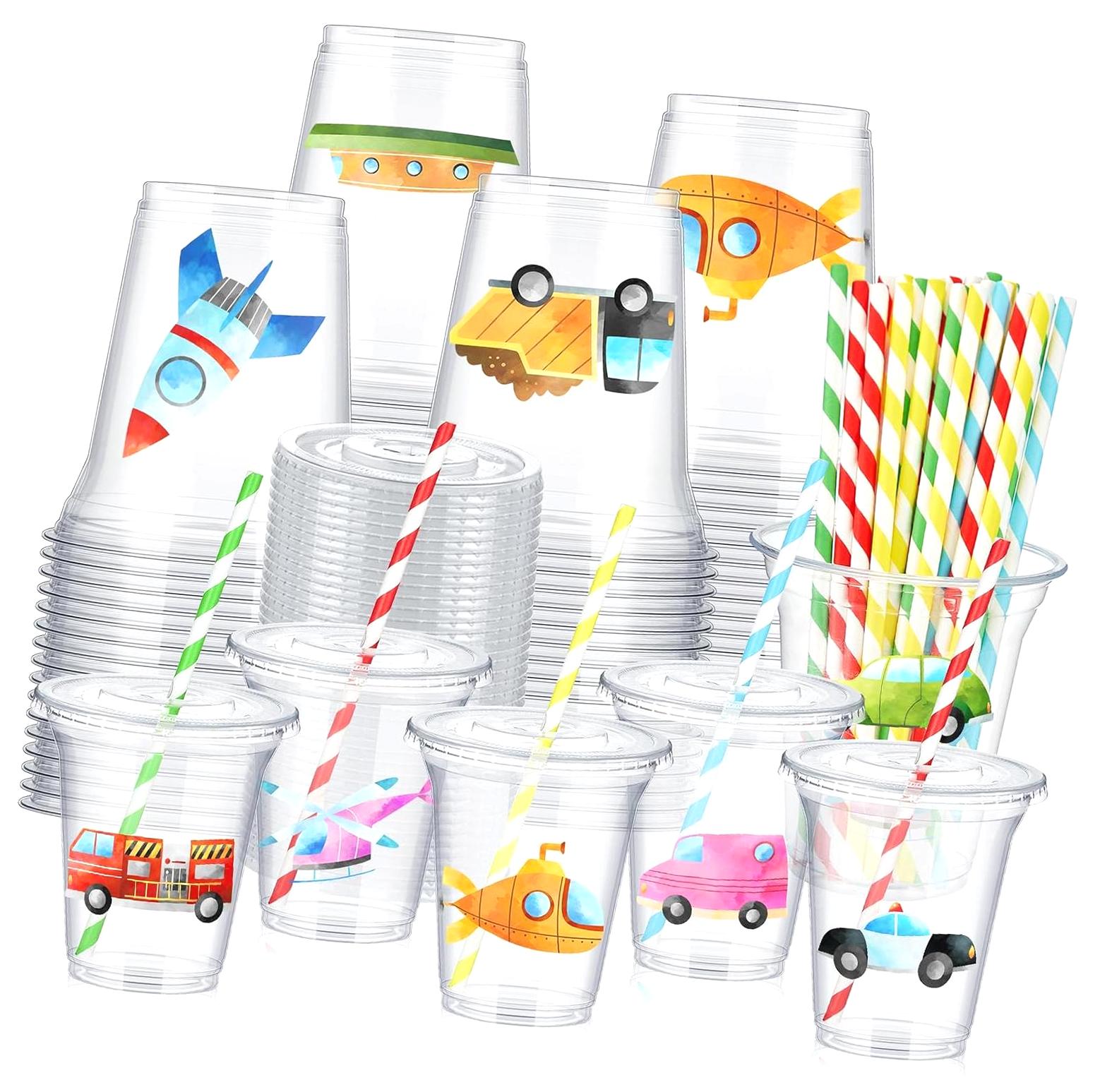 Highcool 36 Sets Watercolor Transportation Party Cups with and Paper ...
