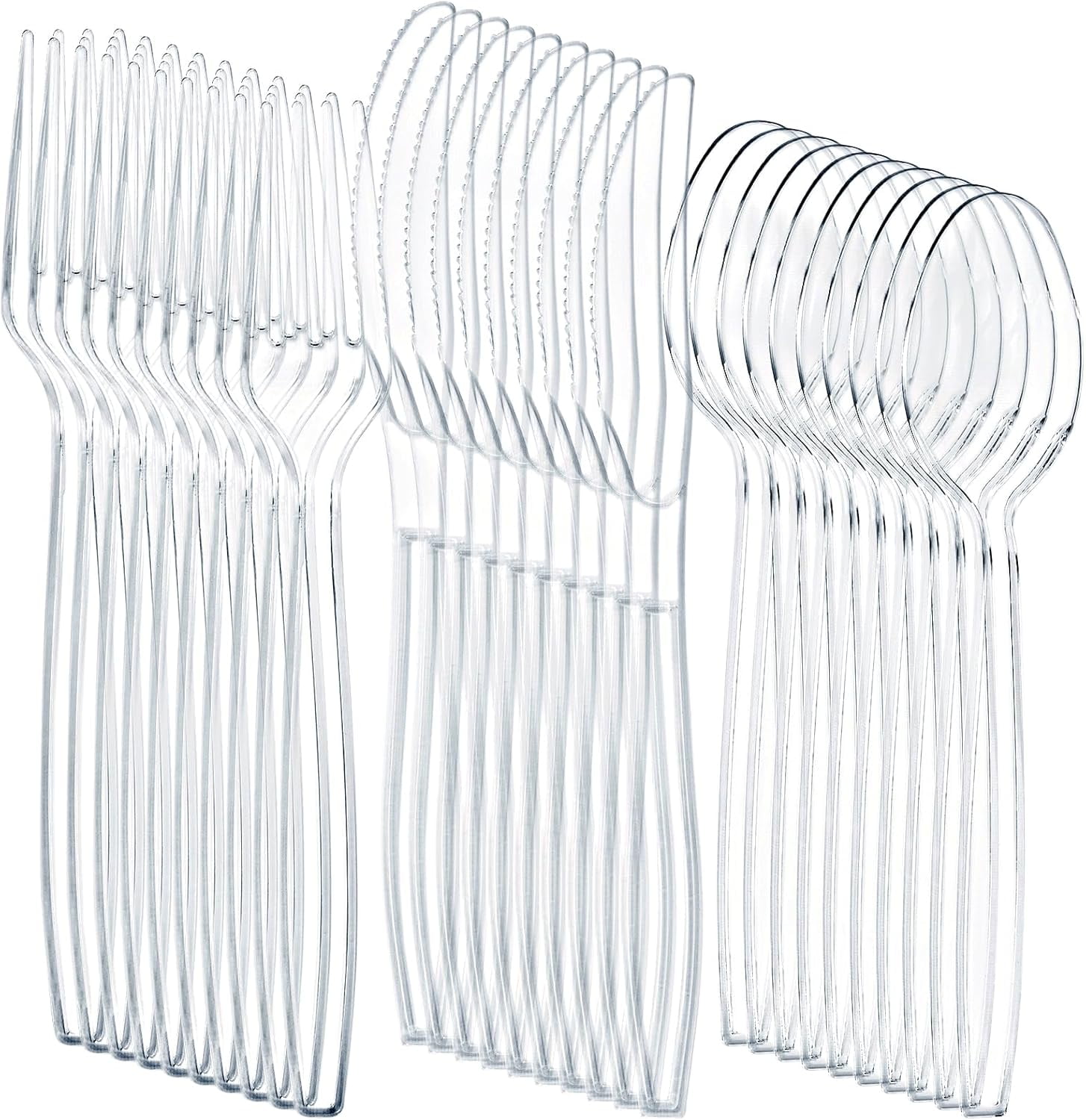 Highcool 360PCS Clear Plastic Silverware, 150 , 150 Spoons, 60 ...