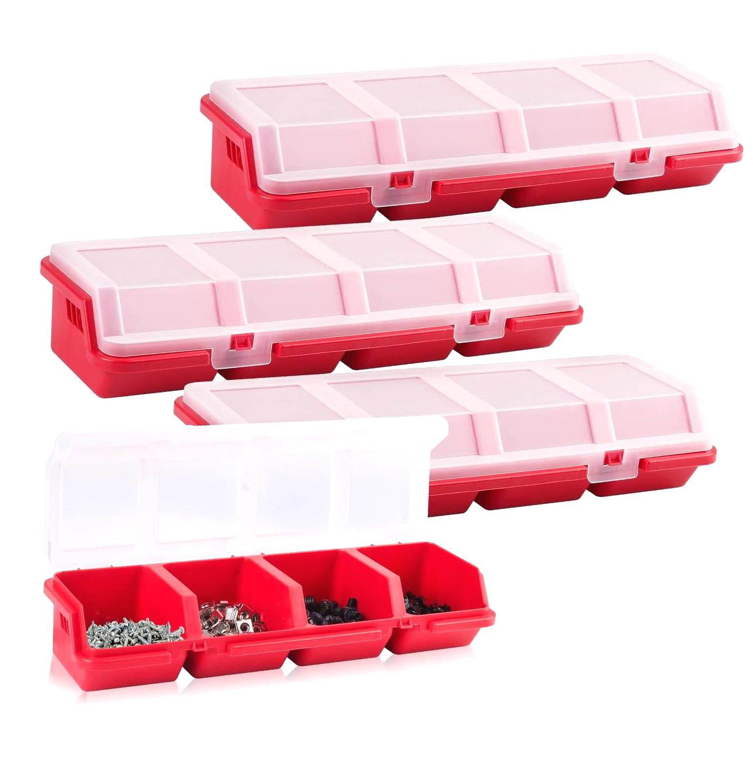 Highcool 4 Pa Screw Organizer Box with Lids, 4 Compartments Tool Bin ...