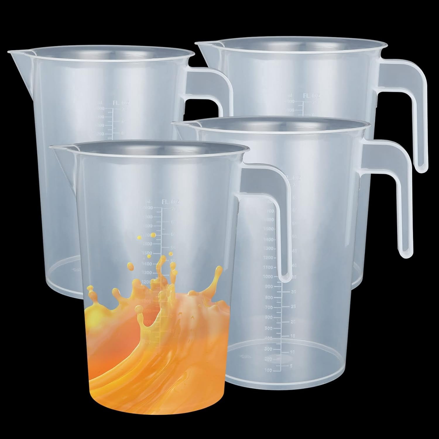 Highcool 4-Pack 2-Liter Liquid Measuring Cups 64 Ounce Each Plastic ...