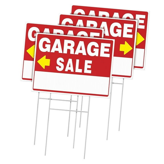 Highcool 4 Pack Garage Signs with Metal Stakes, 16x12 Inches Large ...