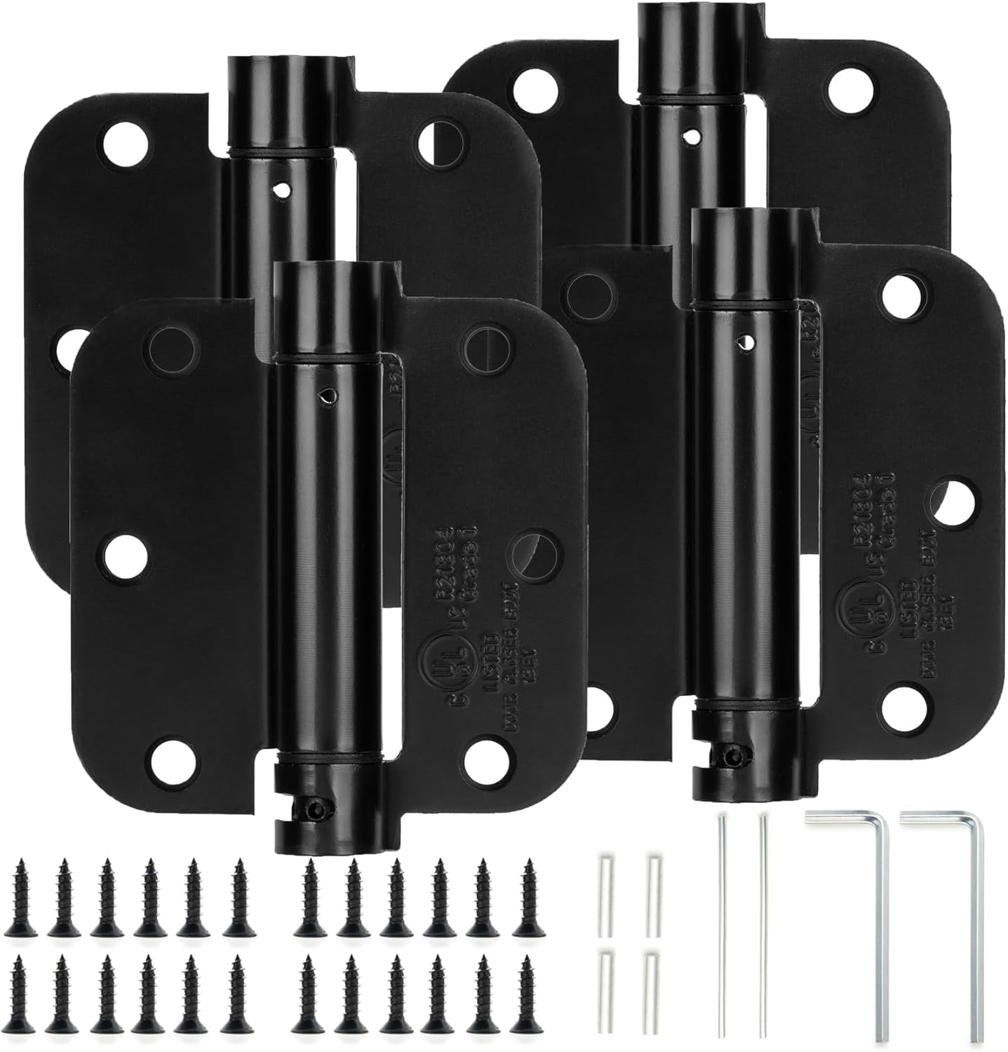 Highcool 4 Pack Self- Door 3.5 Inch Rounded 5/8, Loaded Hinges Tension ...
