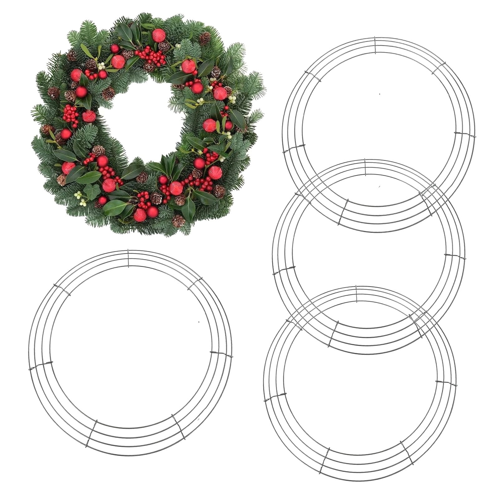 Highcool 4 Pack Wreath Frame 14 Inch Wire Wreath Frame Round Metal ...