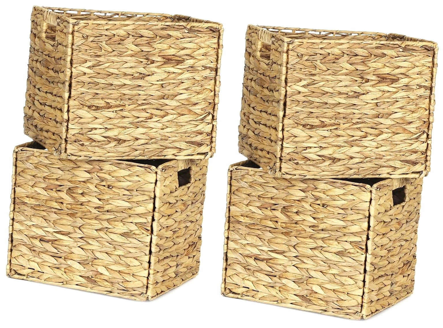 Highcool 4-Piece 9-Inch Wicker Storage Cubes, Water Hyacinth Baskets ...
