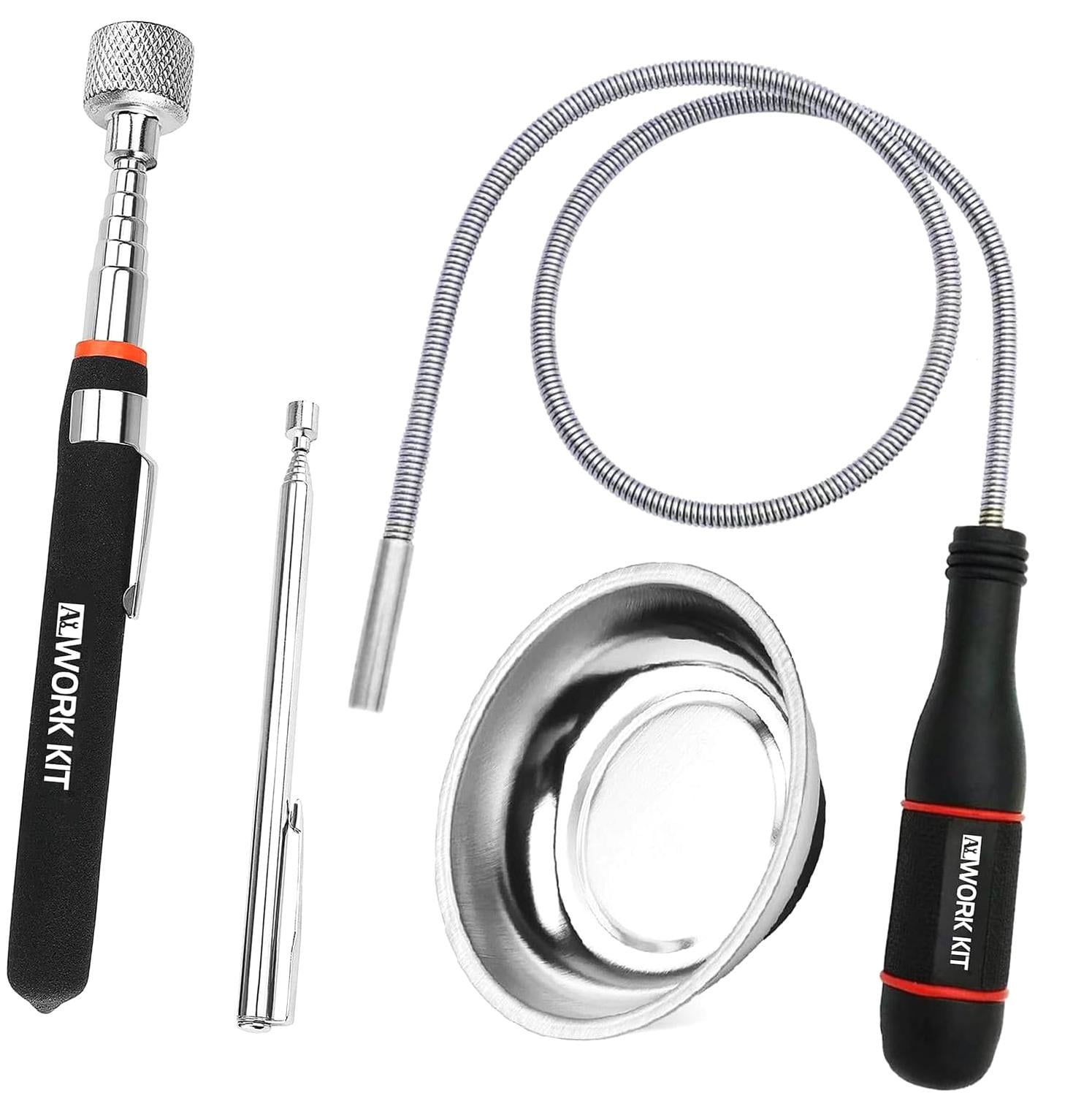 Highcool 4-Piece Magnetic Retrieval Tool Collection, Telescopic (7"-30.5", 15 LB), Slim ...