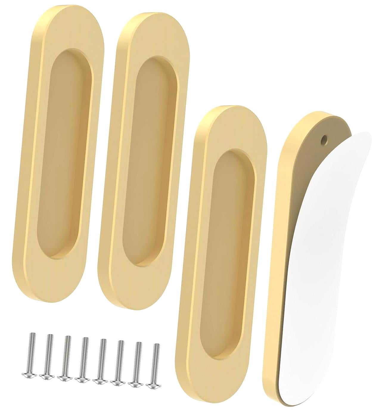 Highcool 4-Piece Self-Adhesive Door Handles, 4-Inch Aluminum Alloy Flat ...