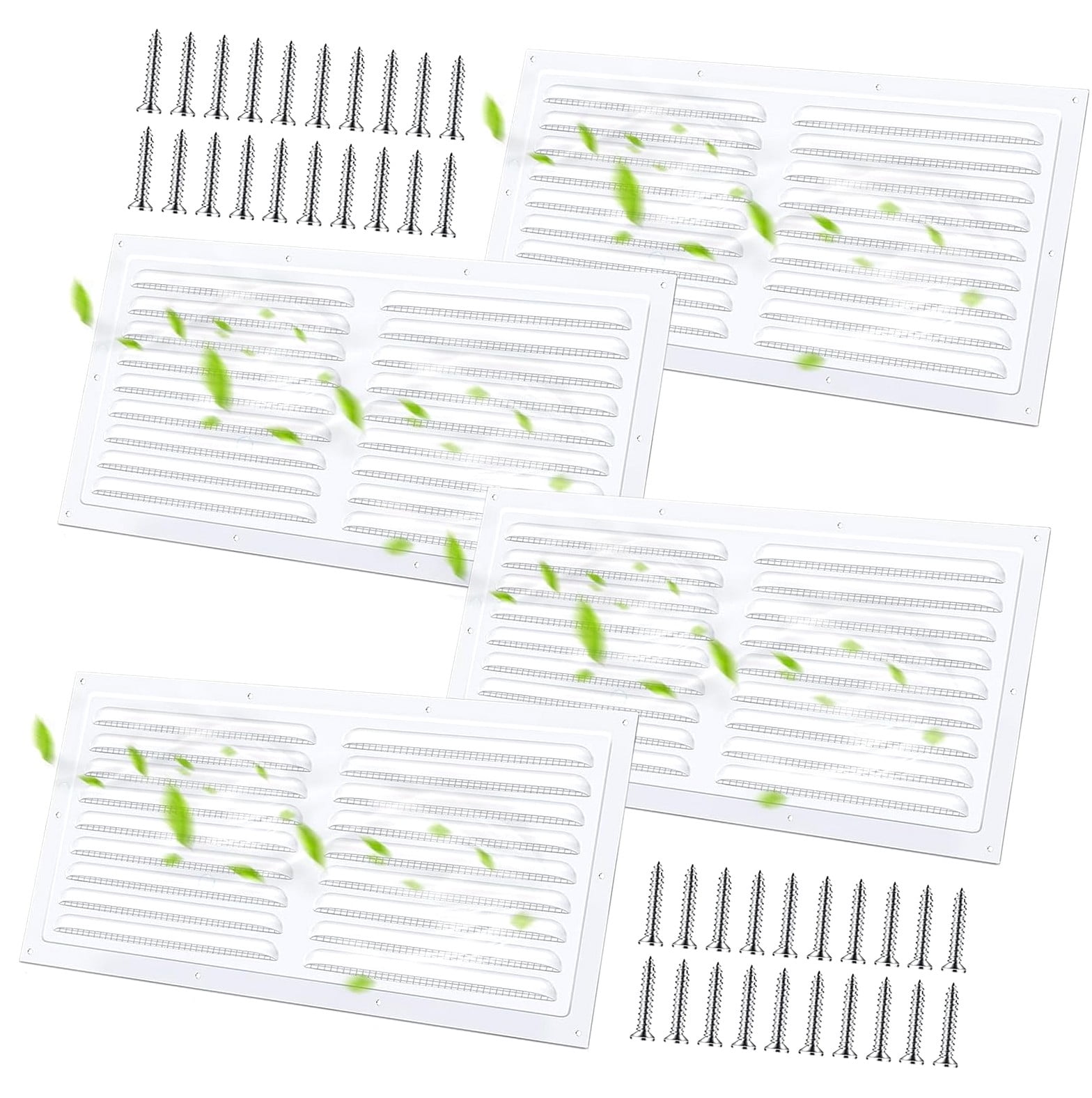 Highcool 4 Pieces 14 by 6 Inch Aluminum Gable Vents Attic Vents Metal ...