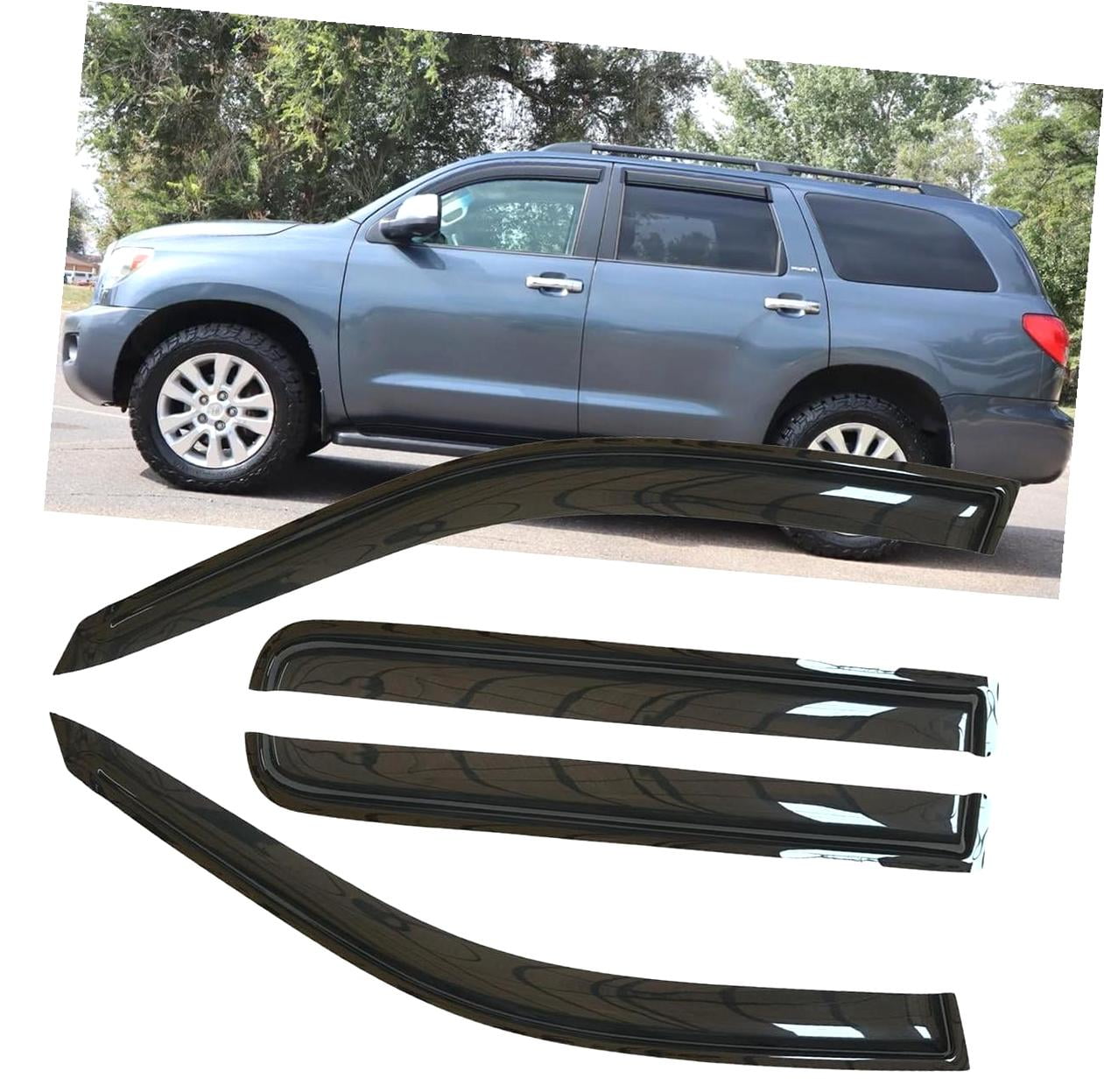 Highcool 4 Pieces Exterior Mount Design Window Rain Protectors Side ...