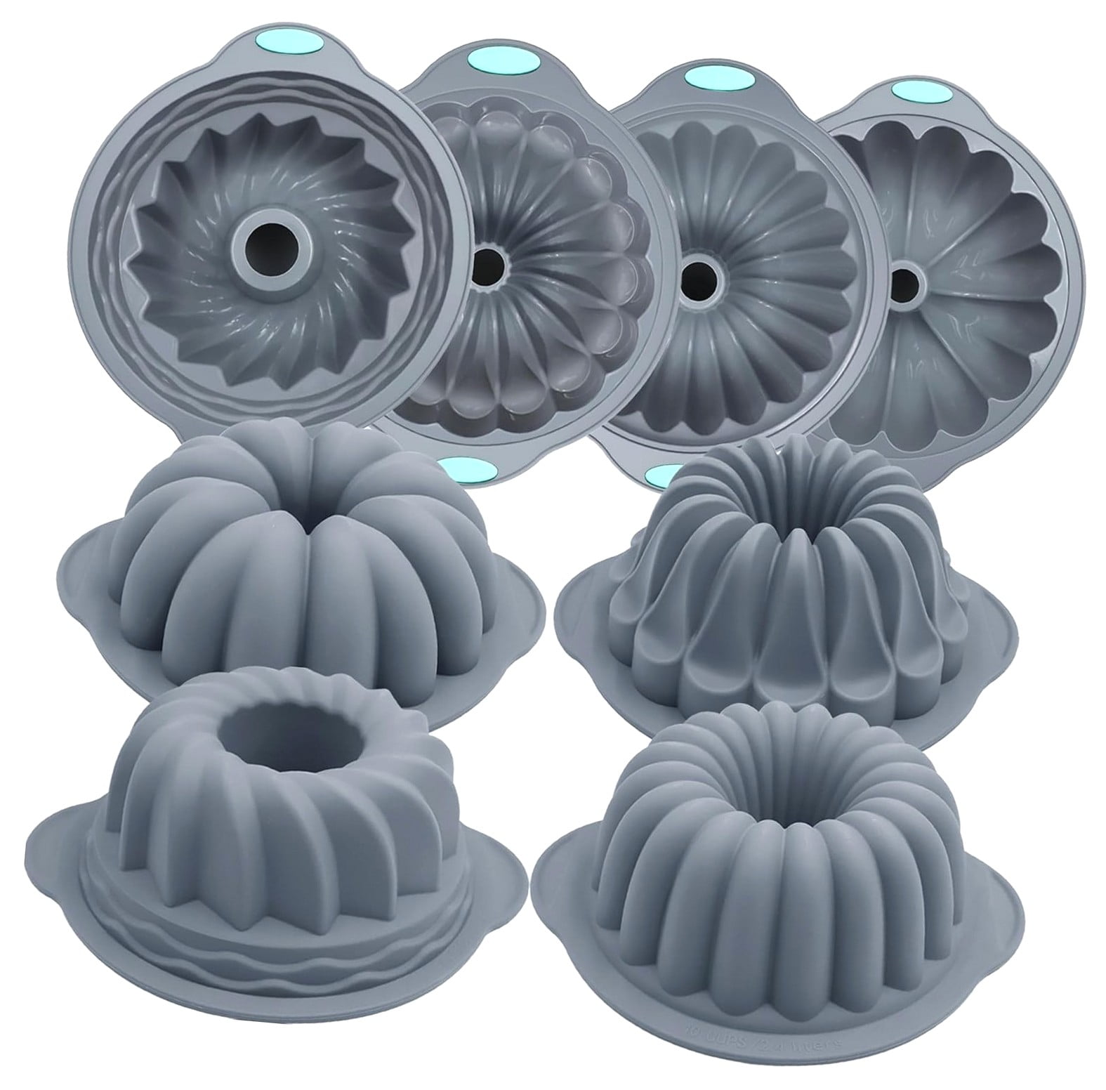 Highcool 4 Pieces Fluted Tube Cake Pans, 10 Cups Tube Baking Pan, Jello ...