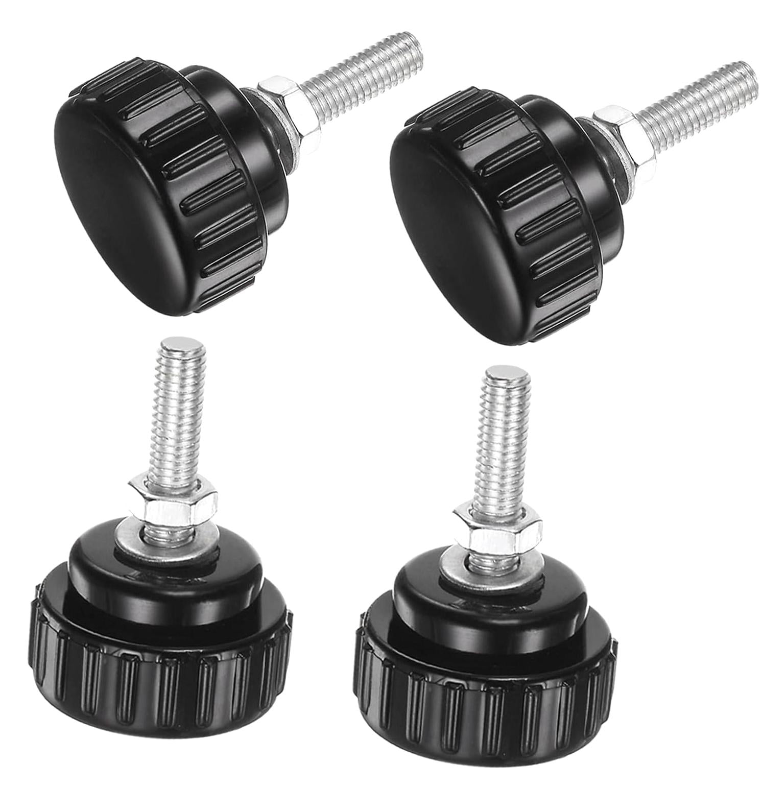 Highcool 4 Sets of Knurled Knob Thumb Screws with Nuts and Washers, Metric M5 x 20mm Male Thread ...