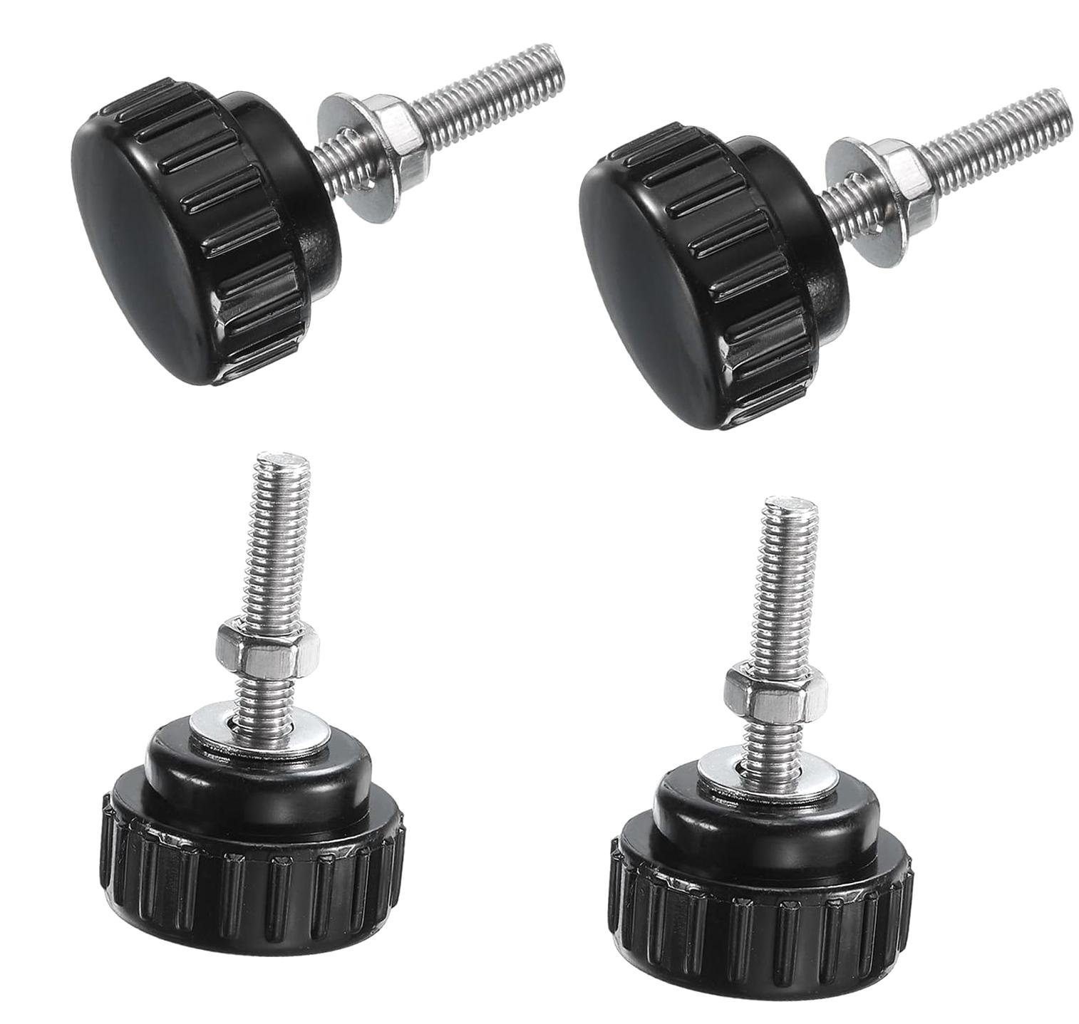 Highcool 4 Sets Knurled Knobs Thumb Screws with Nuts Washers, Metric M5 ...