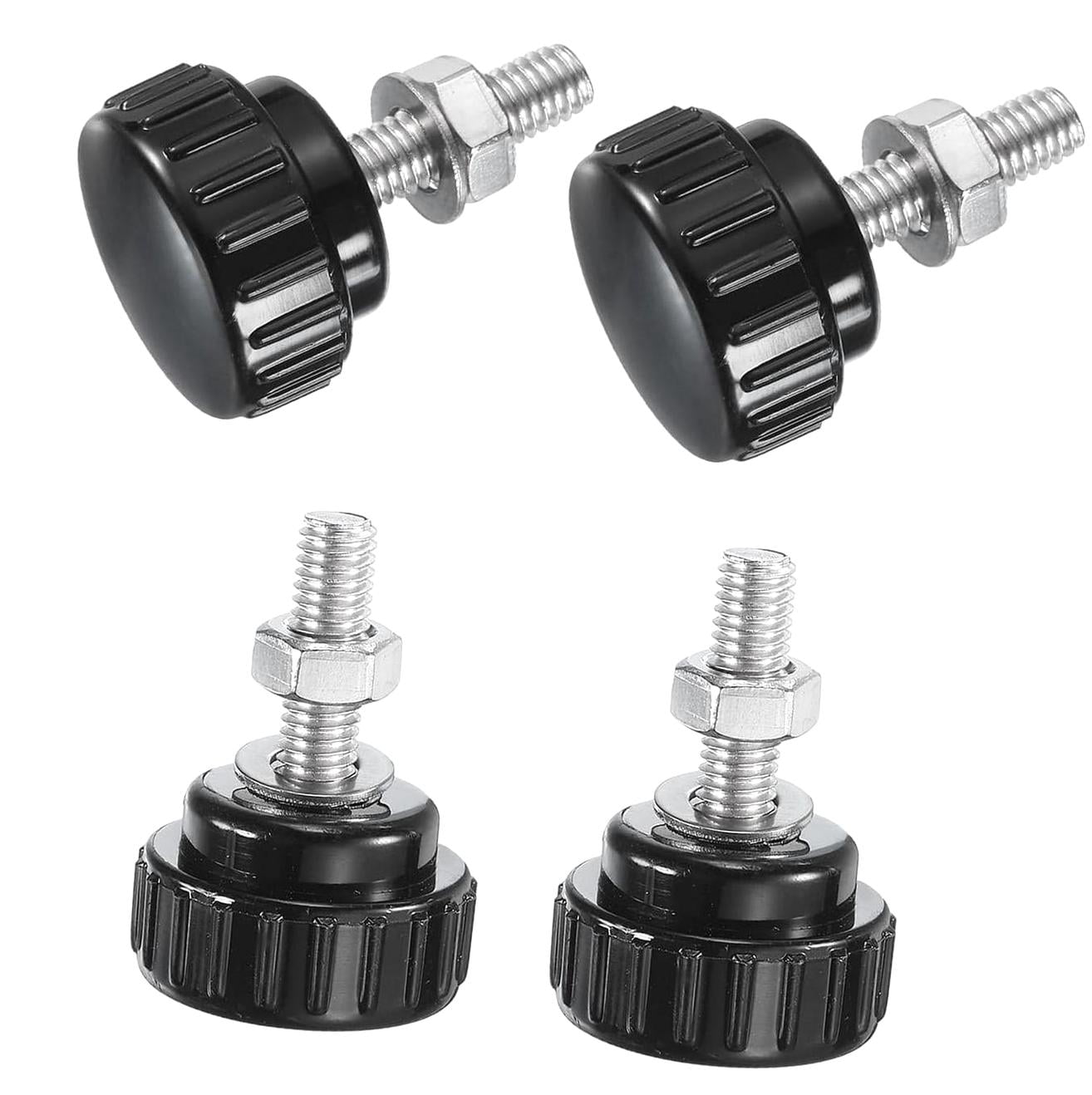 Highcool 4 Sets Knurled Knobs Thumb Screws with Nuts Washers, Metric M6 x 20mm Male Thread 25mm ...